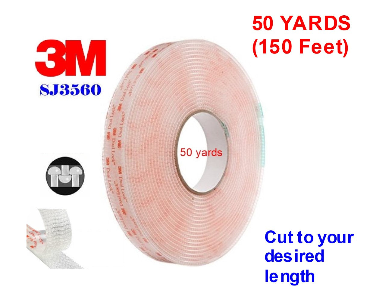 3M™ SJ3560 Dual Lock™ Reclosable Fastener, Clear, 1in x 50 yard (150 f – JL Safety