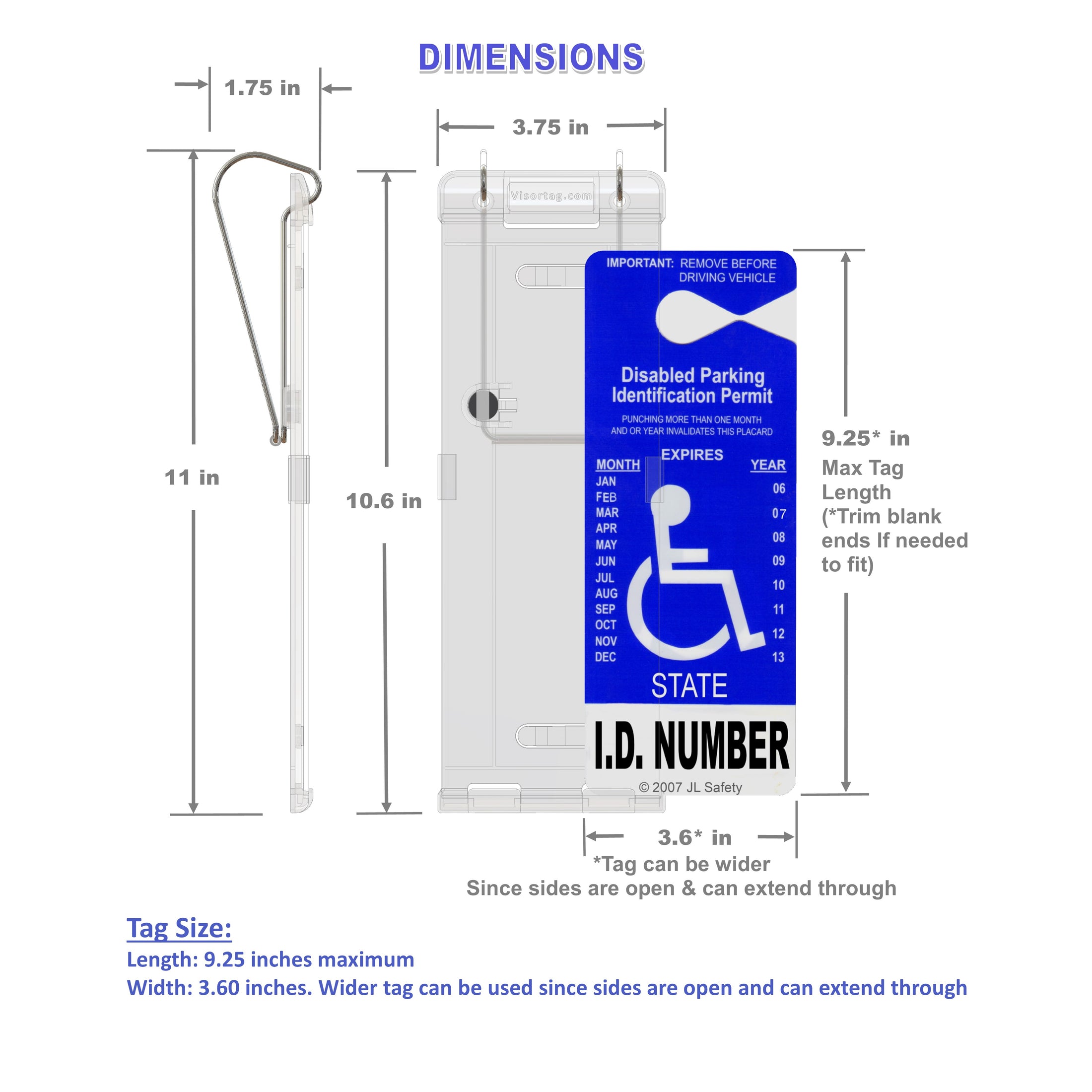 Visortag Vertical | Best Handicap Parking Placard Holder made in USA ...