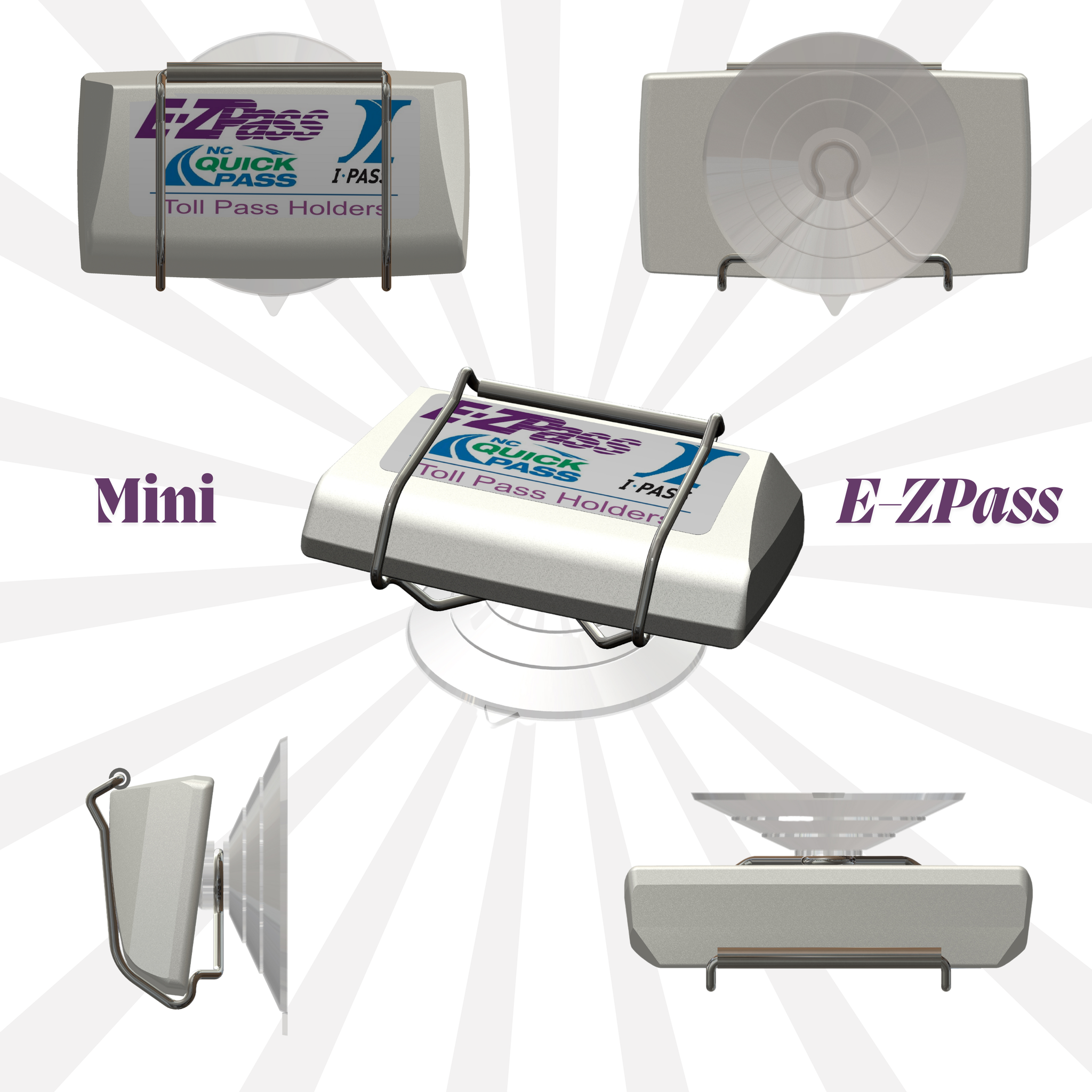 EZ Pass-Port™- UNBREAKABLE & Largest Suction Cup Toll Pass Holder for ...