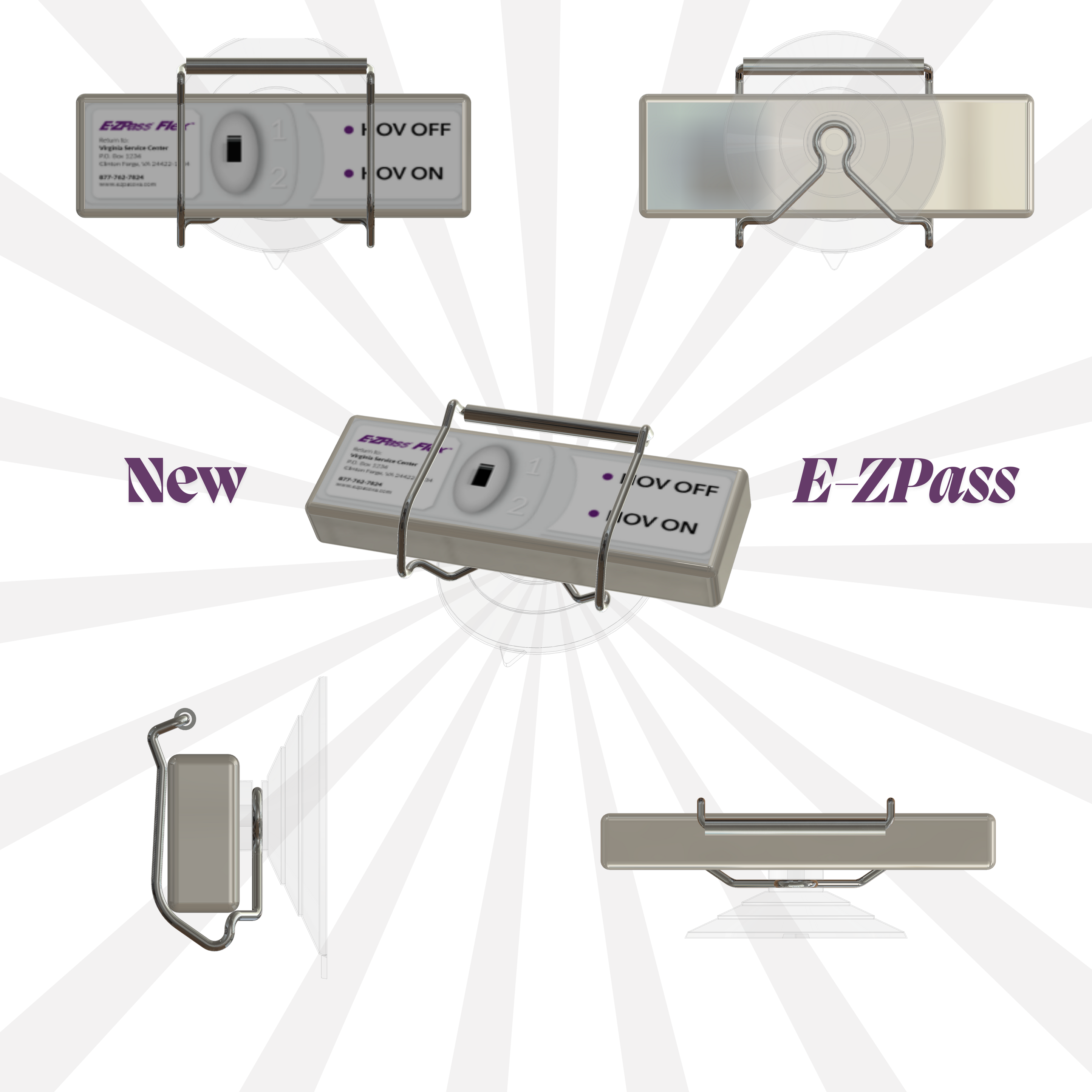 EZ Pass-Port™- UNBREAKABLE & Largest Suction Cup Toll Pass Holder for ...