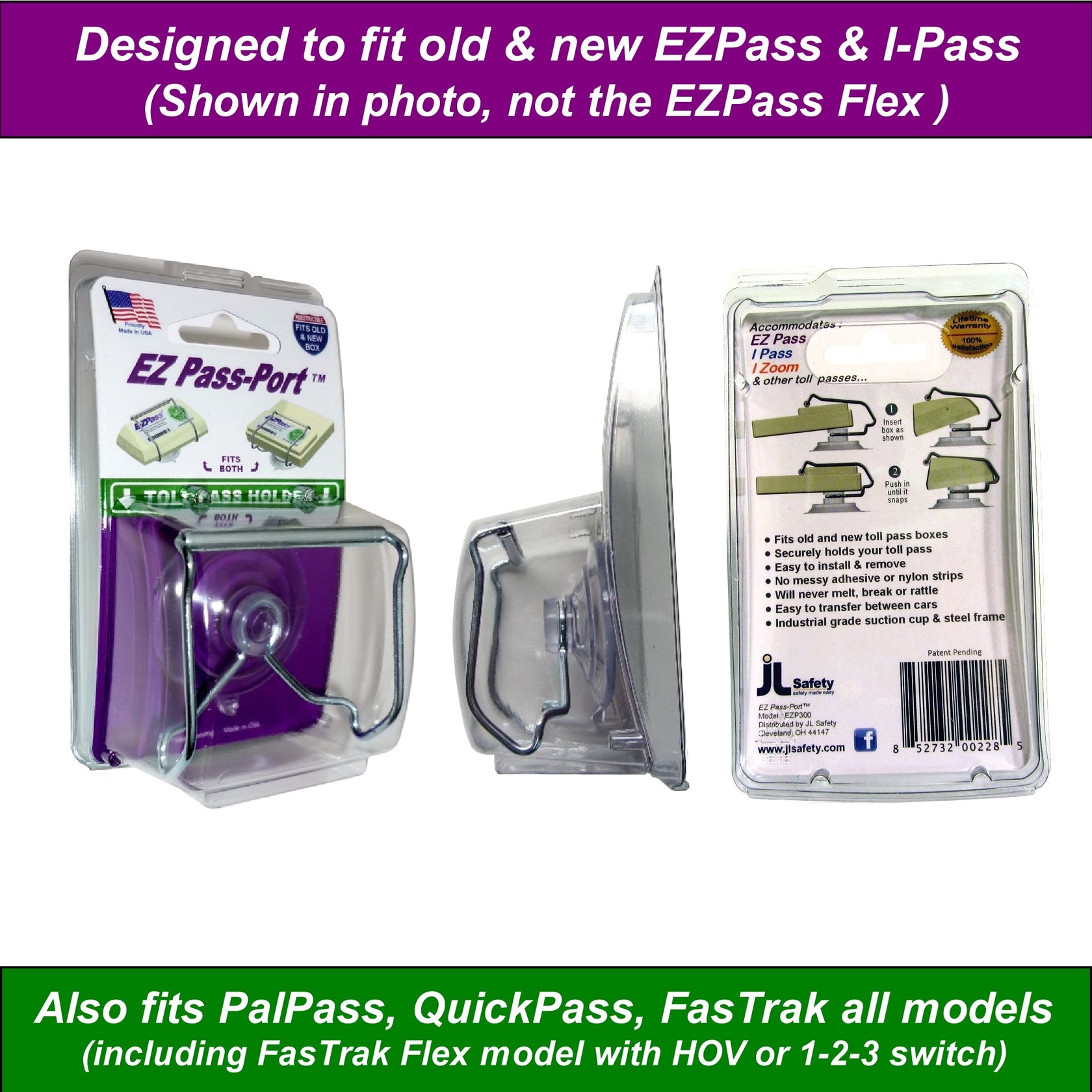 EZ Pass-Port™- UNBREAKABLE Toll Pass Holder for E-ZPass, I Pass, Uni ...